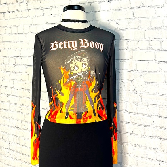 Betty Boop | Tops | Betty Boop Longsleeve Mesh Top Sizes M L Available ...